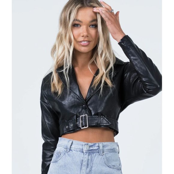 Princess Polly | Jackets & Coats | Princess Polly Cropped Leather ...